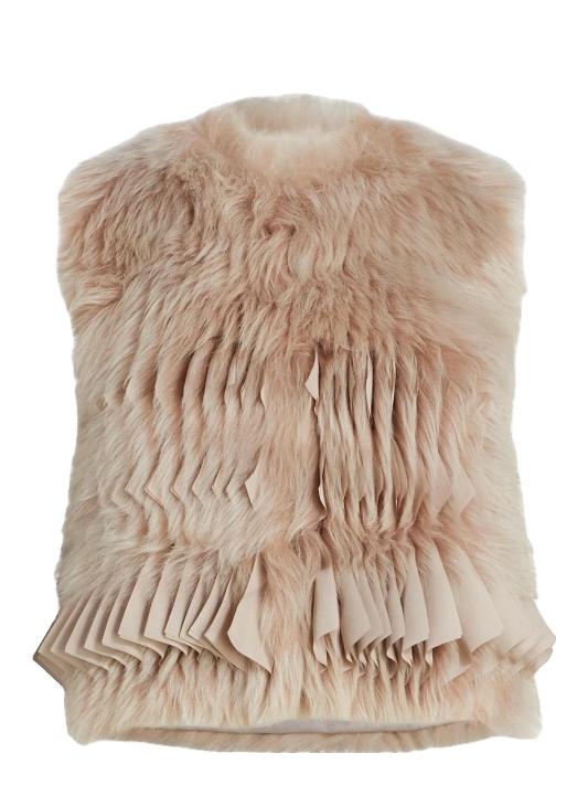 GIORGIO ARMANI pleated & dyed shearling vest